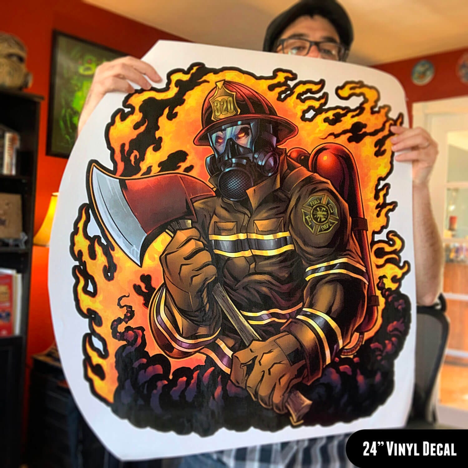Fire Fighter with Axe Vinyl Decal - Flyland Designs, Freelance ...