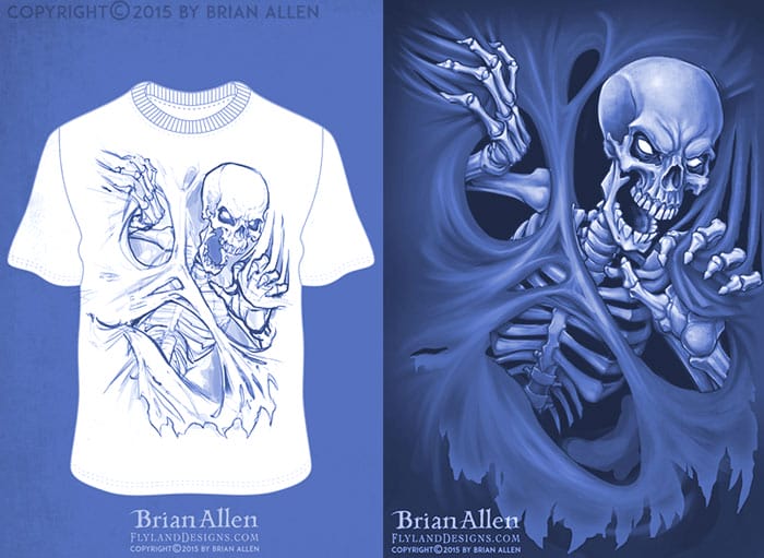 Skeleton Ripping Through Shirt - Flyland Designs, Freelance ...